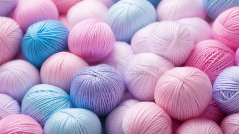 Pile of Colorful Balls of Pastel Wool in Close-up, an Assortment of ...