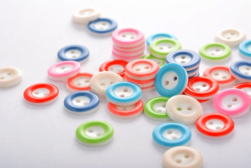 Pile of Colorful Buttons on White Background Stock Photo - Image of ...