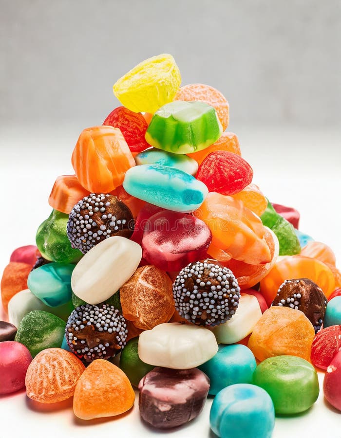 A Pile of Colorful Candy Isloated on White Background Stock ...