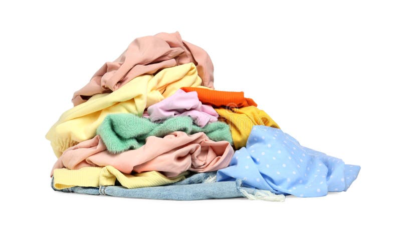 Pile of Colorful Clothes Isolated on White Stock Image - Image of ...