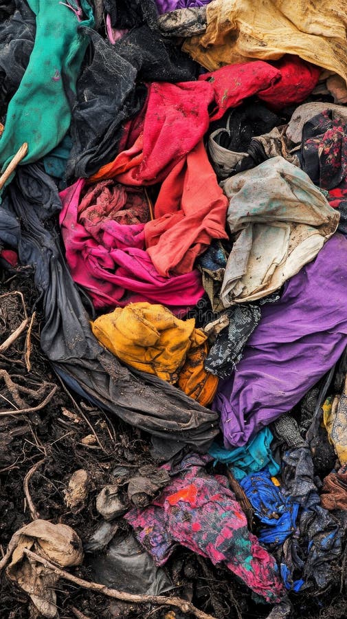 Pile of Colorful Discarded Textiles in a Landfill, Environmental ...