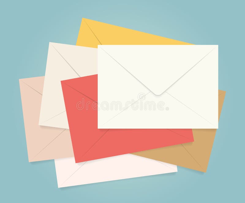 Pile of colorful envelopes stock vector. Illustration of postcard ...