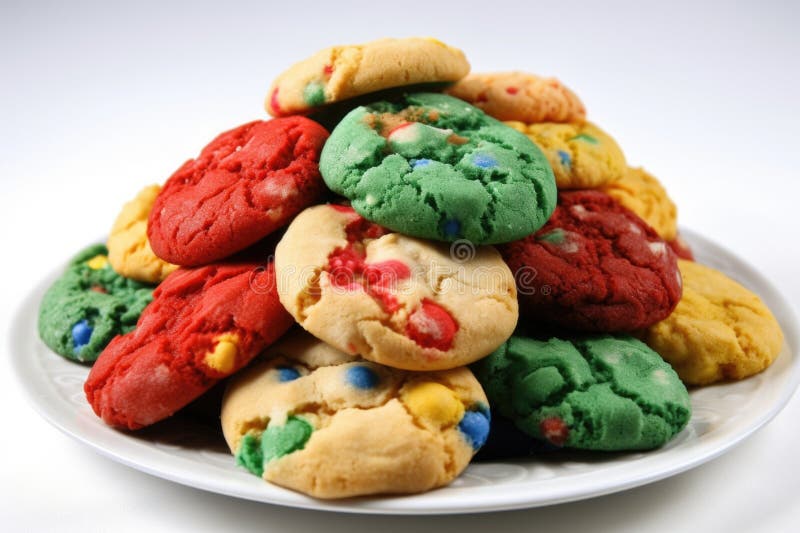 Pile of Colorful, Festive Cookies on Plate Stock Illustration ...
