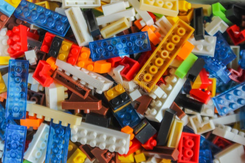 Pile of Colorful Lego Blocks. Top Angle View of Lego Bricks on White ...