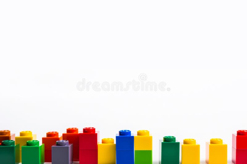 Colorful Lego Building Blocks on a White Background. Educational Game ...