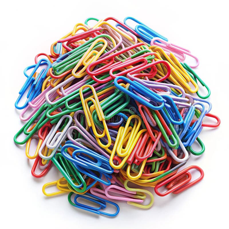 "Pile of Colorful Paper Clips on White Background Stock Illustration ...