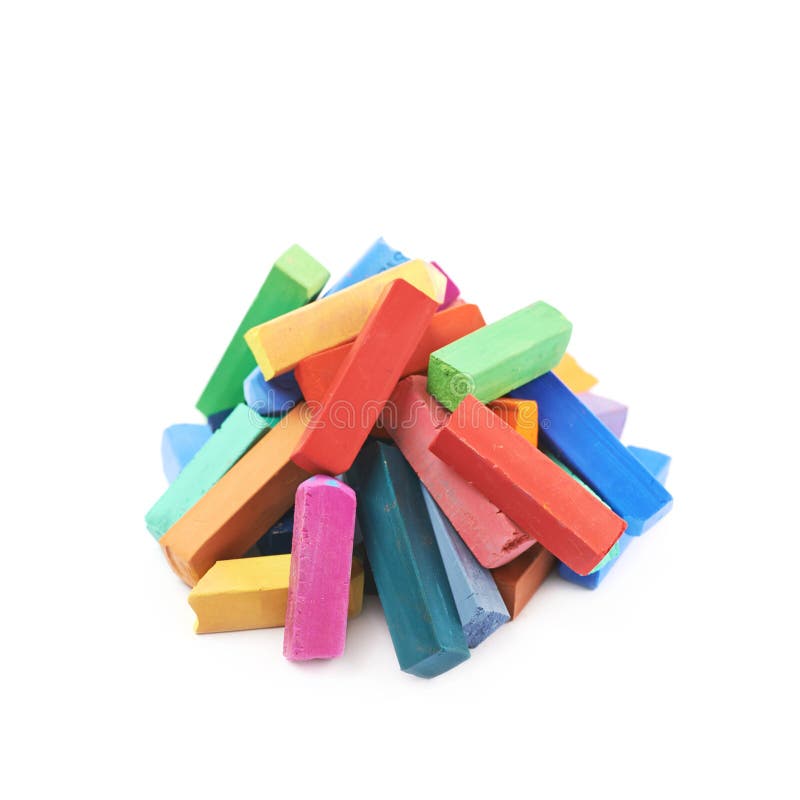 Pile of Colorful Pastel Crayon Chalks Isolated Stock Photo - Image of ...