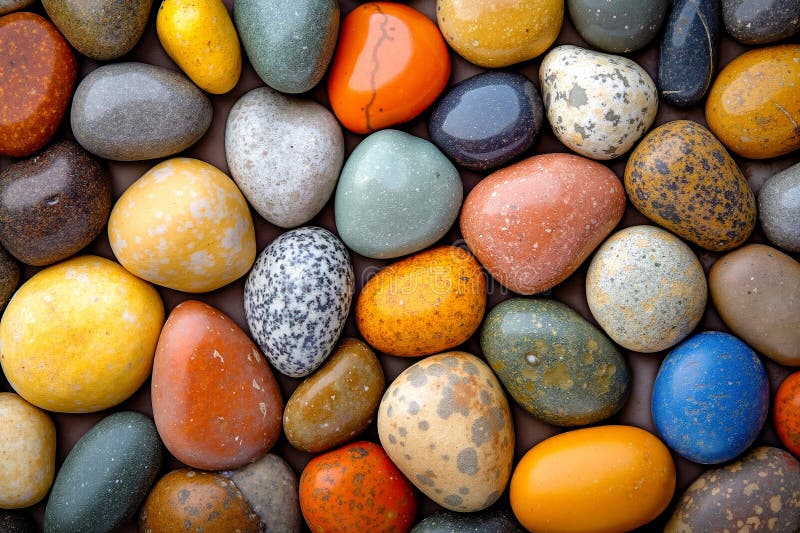 A Pile of Colorful Pebbles on a Sandy Beach Stock Image - Image of ...