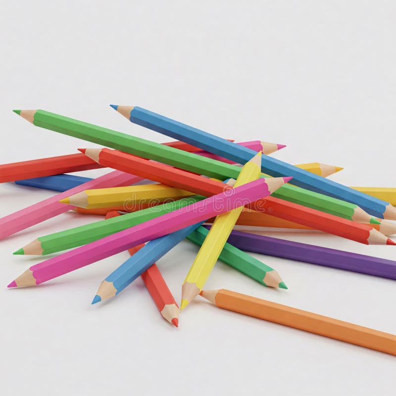 Pile of Colorful Pencils with Sharpened Tips, Creating a Vibrant and ...