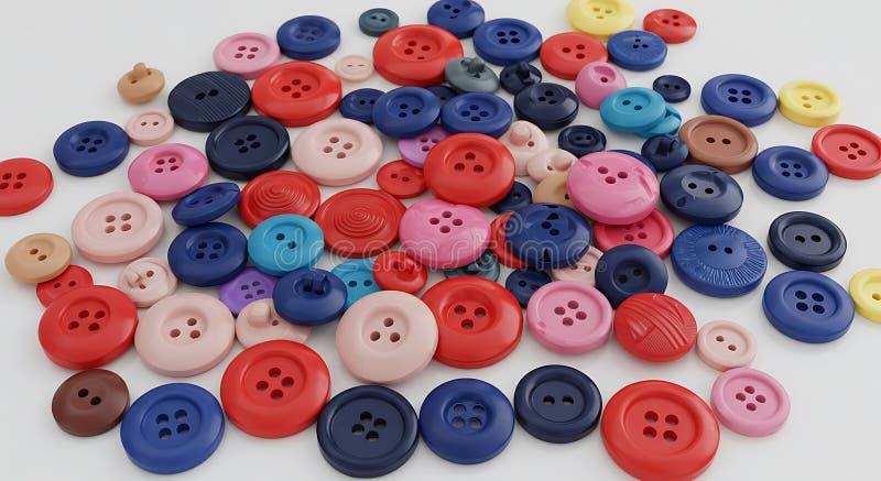 Colorful Buttons Scattered on White Stock Illustration - Illustration ...