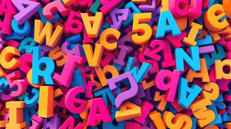 A Pile of Colorful Plastic Letters and Numbers. Suitable for ...
