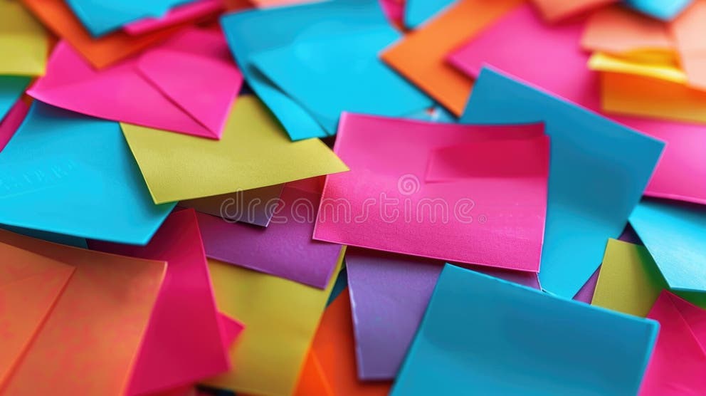 A Pile of Colorful Post it Notes, Perfect for Office or School Use ...