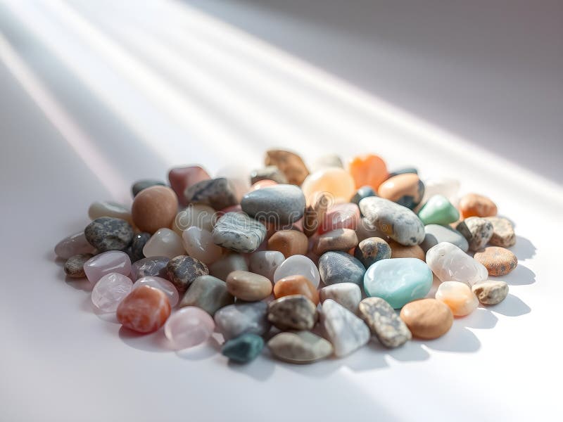 A Pile of Colorful Rocks on a White Surface Stock Illustration ...