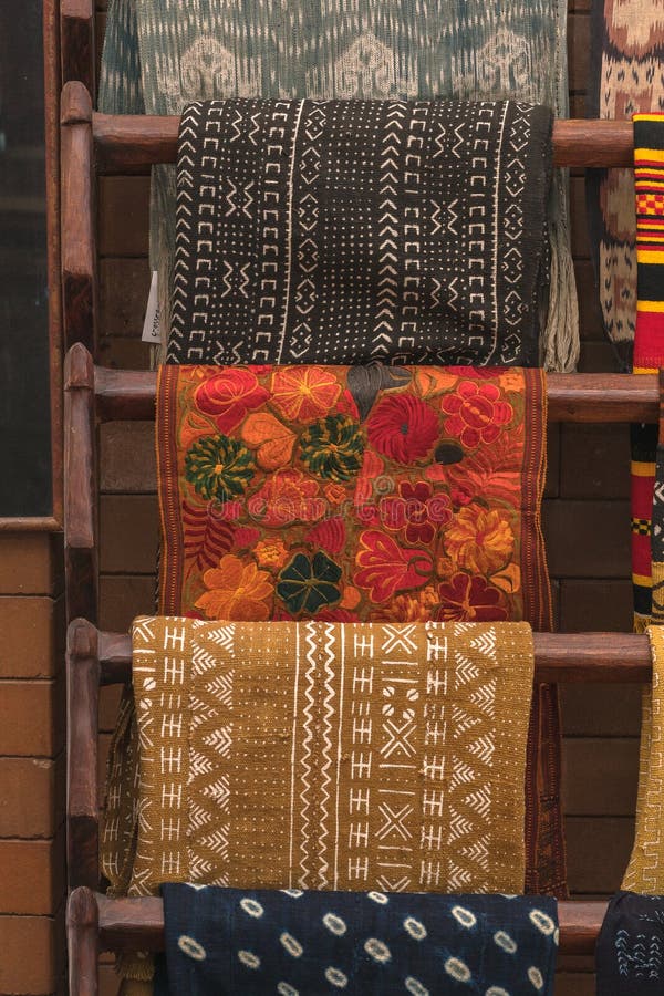 A Pile of Colorful Rugged Peruvian Textile and Fabrics. Stock Photo ...