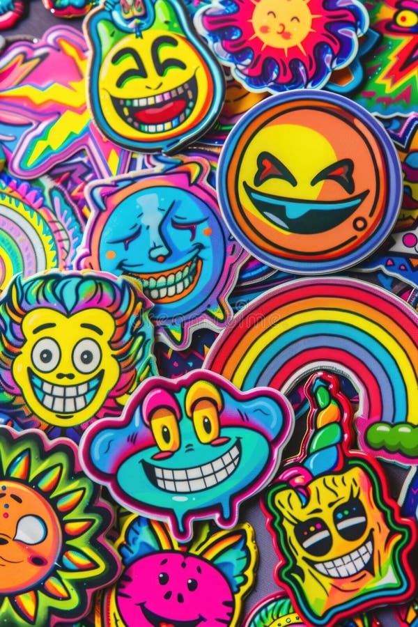 A Pile of Colorful Stickers with Faces, Perfect for Adding a Fun Touch ...