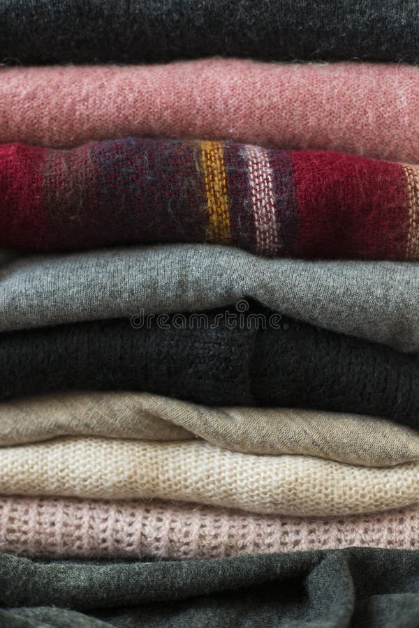 Pile Of Colorful Sweaters Background Stock Photo - Image of full ...