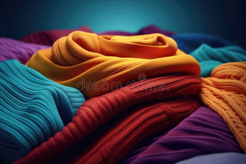 A Pile of Colorful Sweaters Stacked on Top of Each Other Stock Image ...