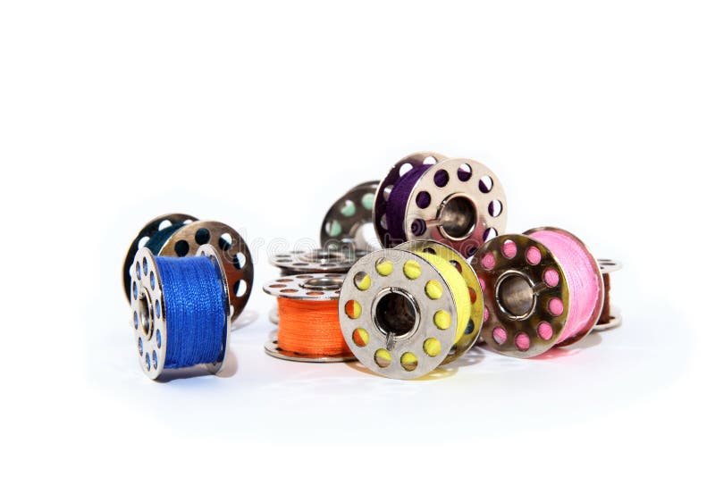 Thread Spools in Box Container Stock Photo - Image of hobby, clothing ...