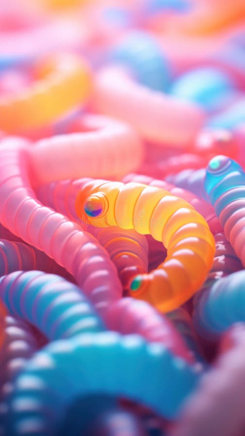 A Pile of Colorful Worms with a Bright Background, AI Stock ...