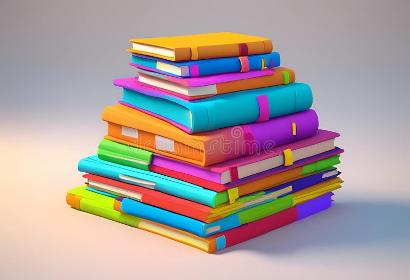 Pile of colourful books stock illustration. Illustration of colourful ...