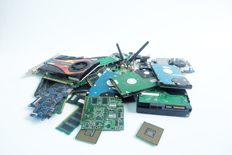 Pile of Electronic Waste, Motherboard Computer and Cpu Microchips ...