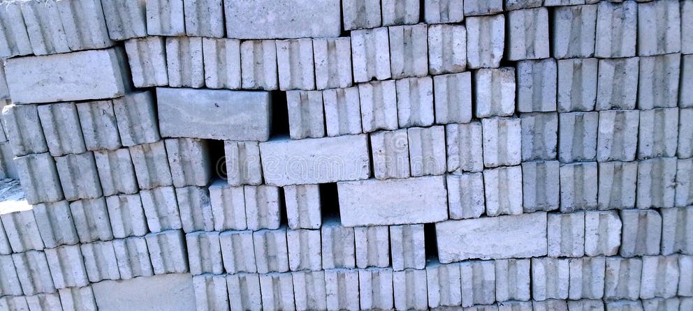 Pile of Concrete Blocks or Bricks for Construction Stock Image - Image ...