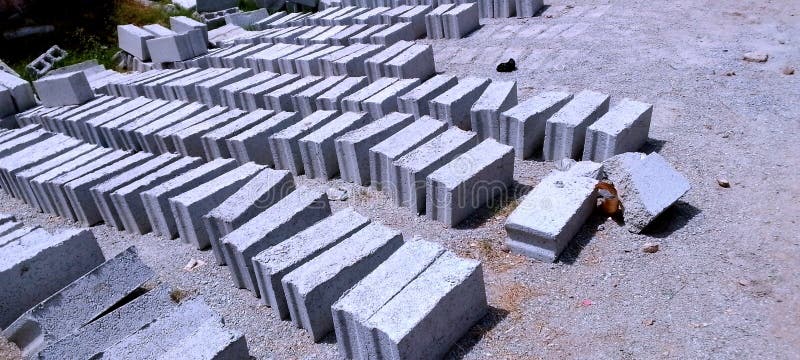 Pile of Concrete Blocks or Bricks for Construction Stock Image - Image ...