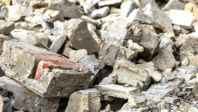 Pile of Concrete and Brick Rubble Creating Textured Debris Stock Photo ...