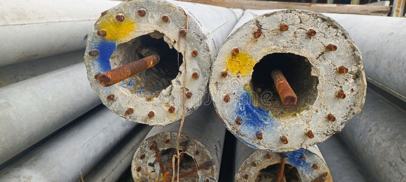 Pile of Concrete Electric Poles for Medium Voltage Distribution Stock ...