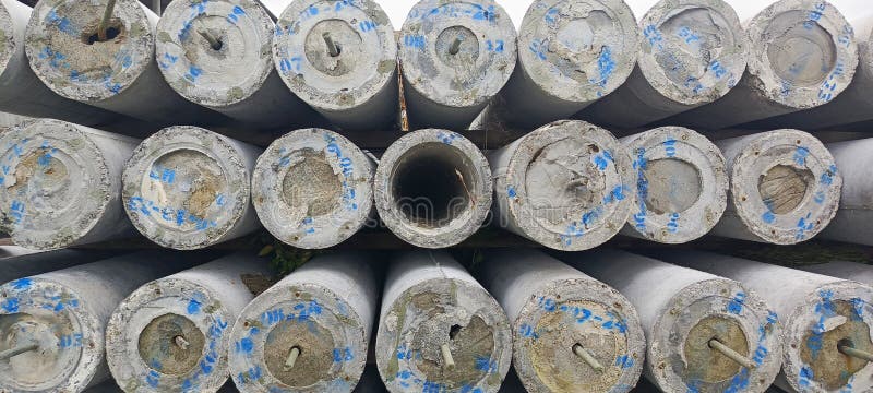 Pile of Concrete Electric Poles for Medium Voltage Distribution Stock ...