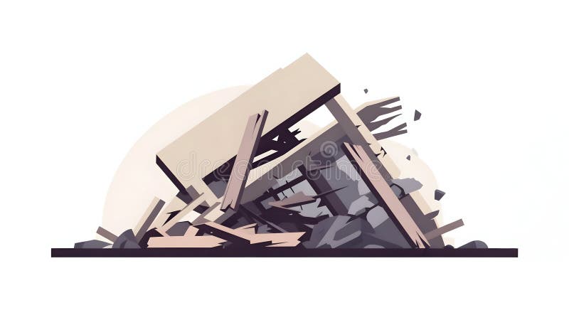 Pile of Concrete Rubble and Broken Beams after Demolition Stock ...