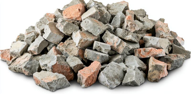 A Pile of Concrete Rubble on a White Surface, Representing Concepts of ...