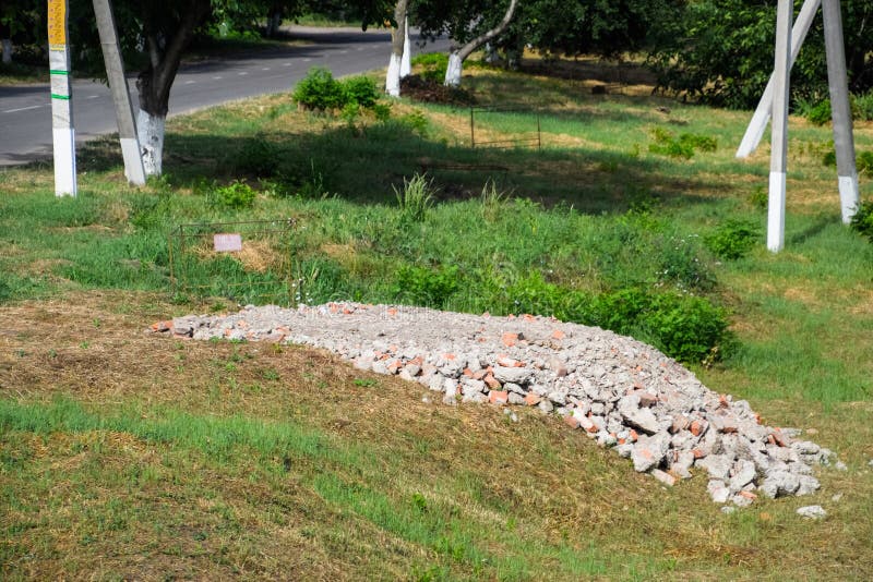 Pile of Construction Debris on the Side of the Road Stock Image - Image ...