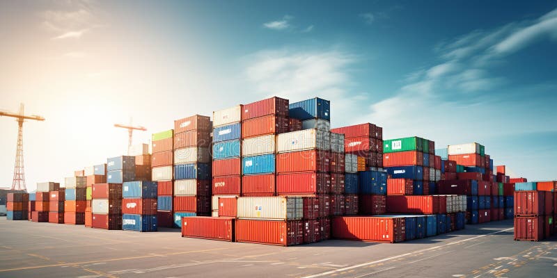 Pile of Containers on a Cargo Ship at a Harbor Port , Concept of ...