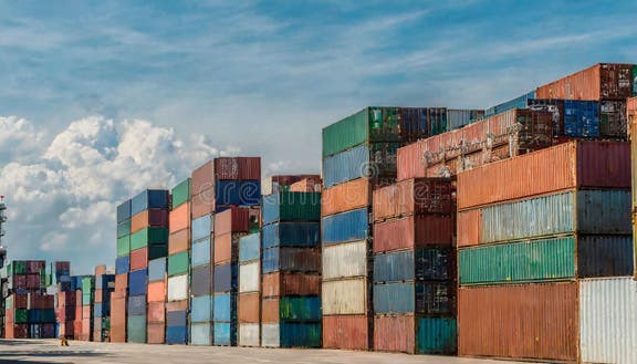 Pile of Containers Stacked in the Port, Generative AI Stock ...
