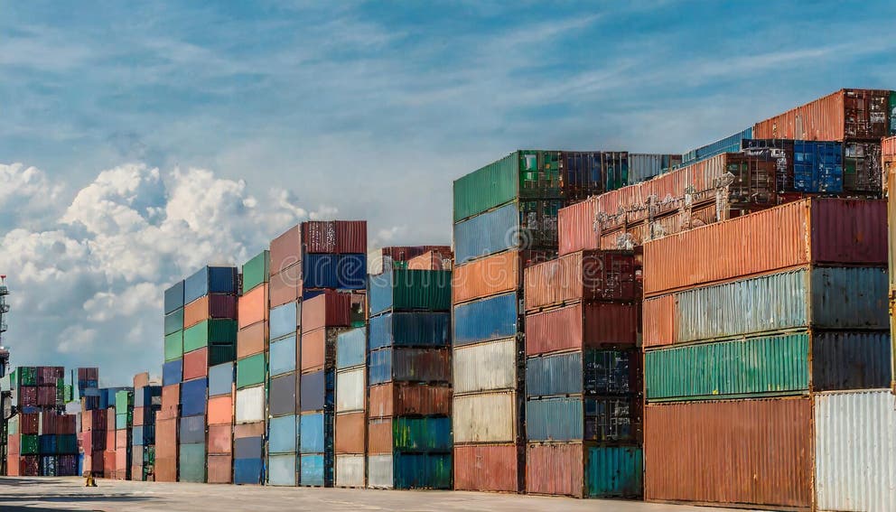Pile of Containers Stacked in the Port, Generative AI Stock ...