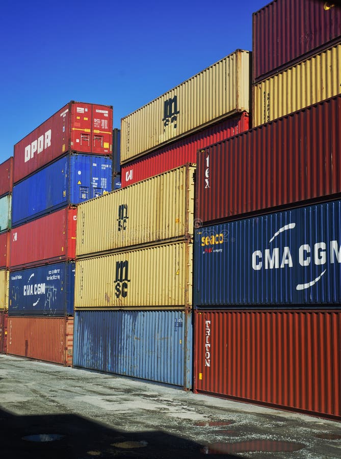 Pile of Containers on Vertical Shape Editorial Image - Image of ...