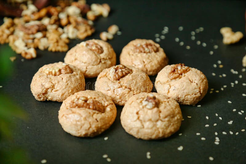 A Pile of Cookies on a Table Stock Image - Image of macadamia, pile ...