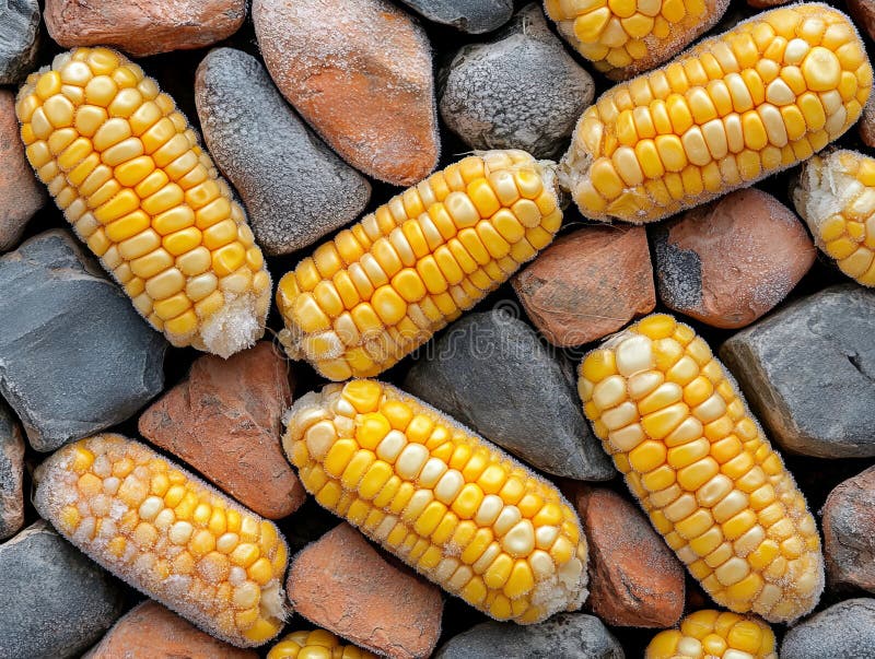 A Pile of Corn on the Cob on a Pile of Rocks Stock Image - Image of ...