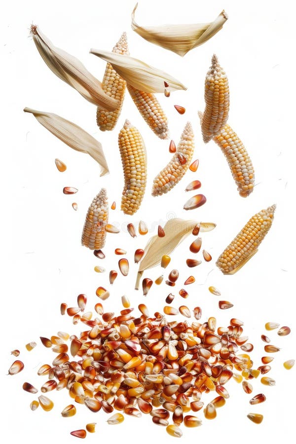 A Pile of Corn Falling from Green Stalks, Great for Food or Decoration ...