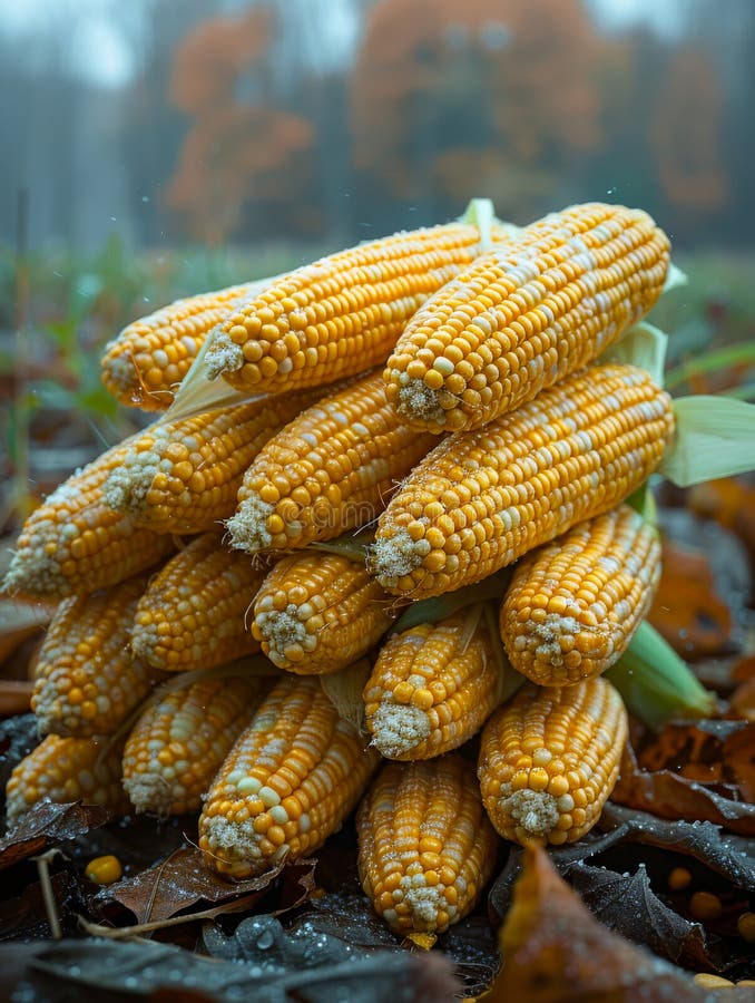 A Pile of Corn on the Ground with a Frosty Look To it. the Corn is ...