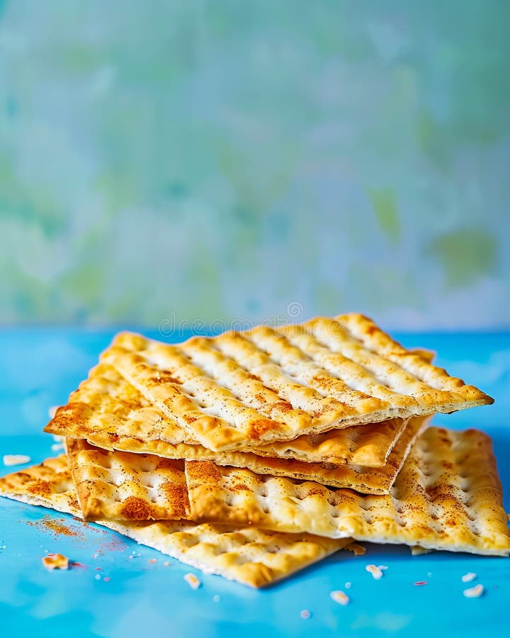 A Pile of Crackers on a Blue Surface Stock Image - Image of crackers ...