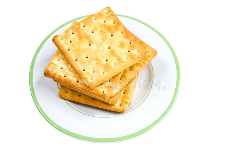 Pile of Crackers on Plate. stock image. Image of appetizer - 33874585