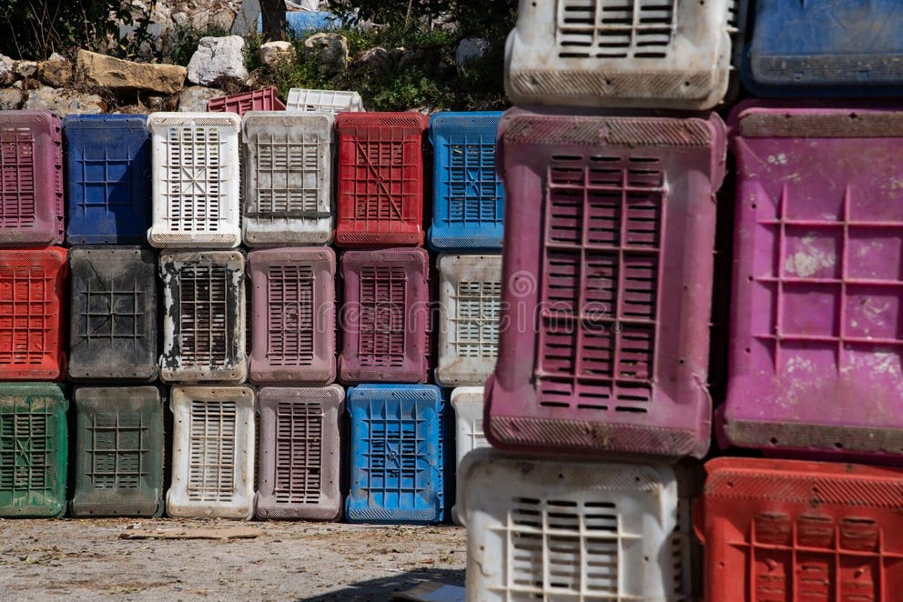 Pile of crates on a yard stock photo. Image of farming - 231803666