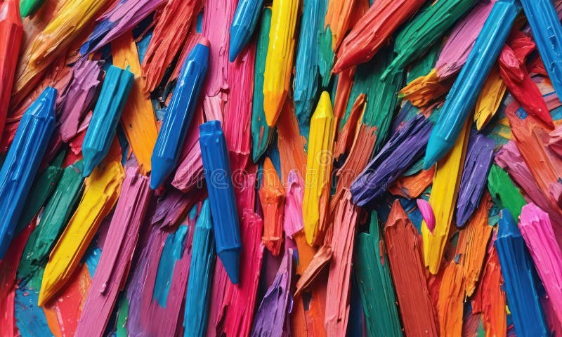 A Pile of Crayons in Various Colors are Shown, Including a Broken ...