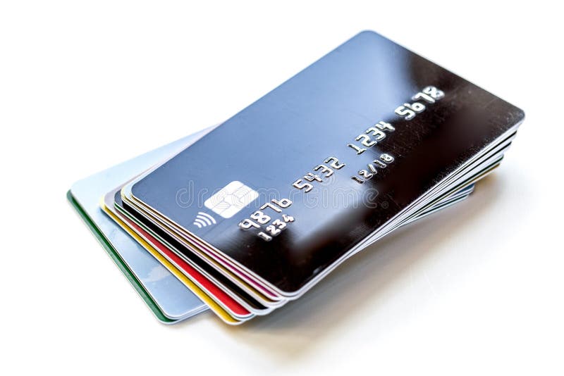 Pile of Credit Cards on White Background Stock Image - Image of ...