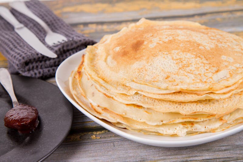 Pile of crepes stock photo. Image of cuisine, meal, english - 269063802