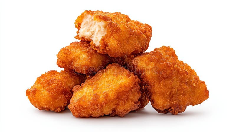 Pile of Crispy Chicken Nuggets on a White Isolated Background Stock ...