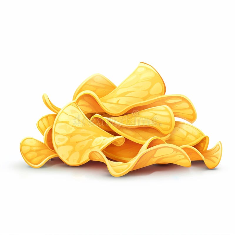Pile of Crispy Potato Chips, Transparent Background Stock Illustration ...