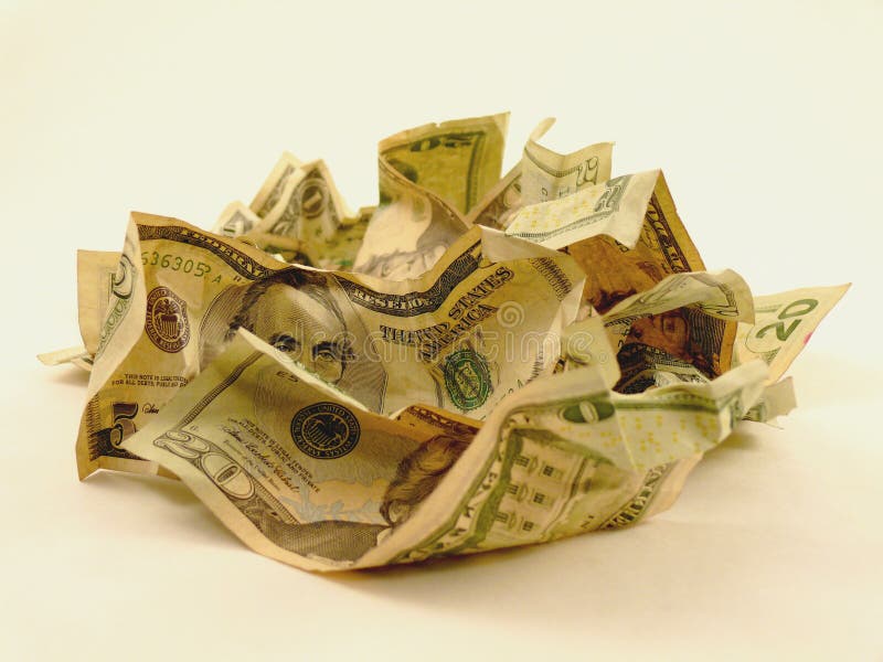 Crumpled Cash & Change stock image. Image of cent - 30005103